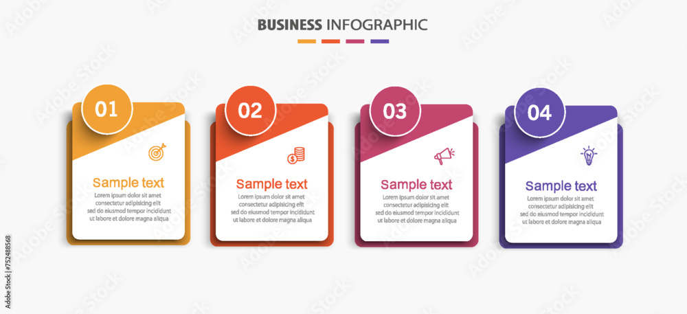 Infographic business design vector template with 4 options, steps or ...