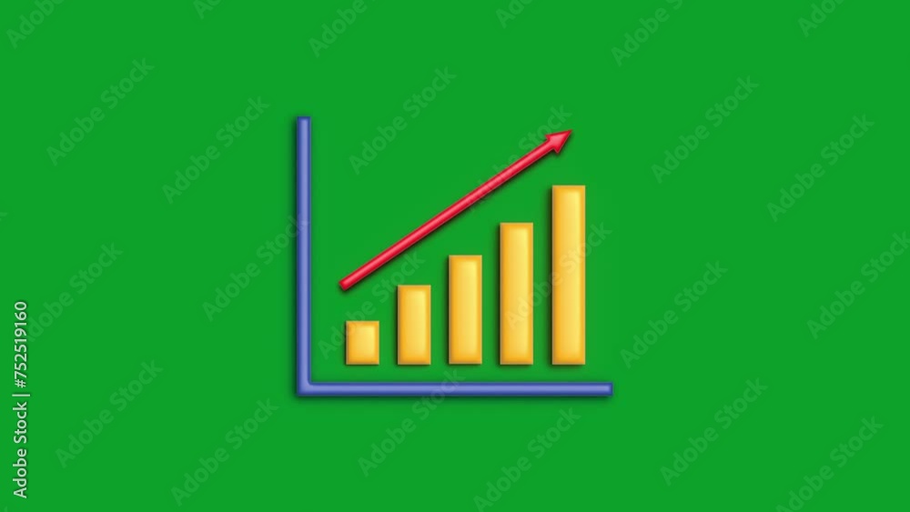 3D render animation footage statistics bars graph, Bar graph going up ...