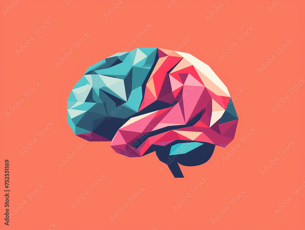 Human brain concept geometric illustration. Mind education symbol ...