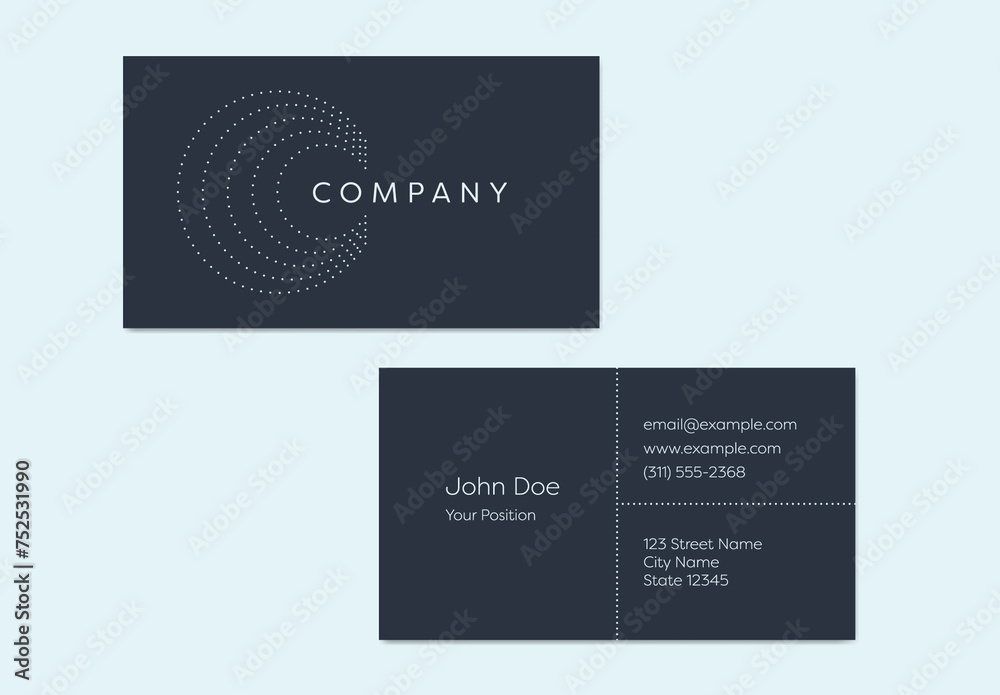 Technology Company Business Card Template with Dotted Lines Stock ...