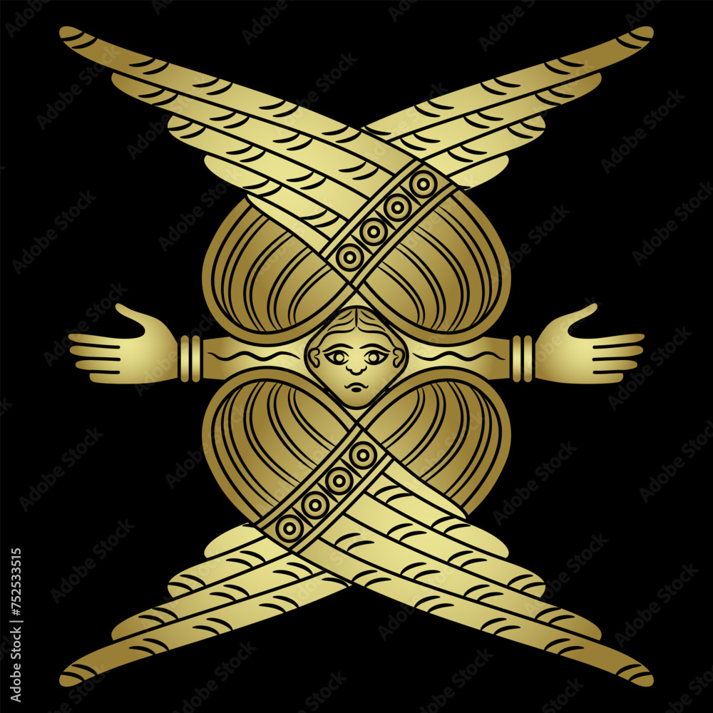 Four winged cherub or cherubim. Christian Orthodox religious symbol ...
