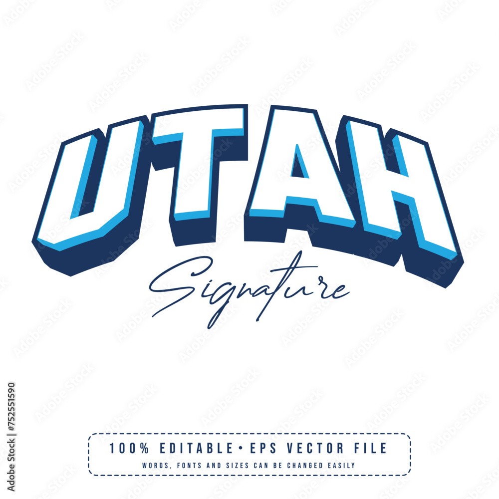 Utah text effect vector. Editable college t-shirt design printable text ...