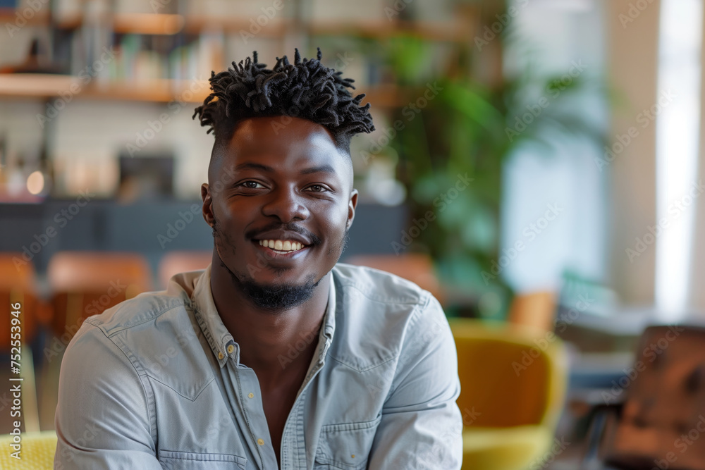 stylish and handsome african man in his 30s with well kept dreadlocks ...