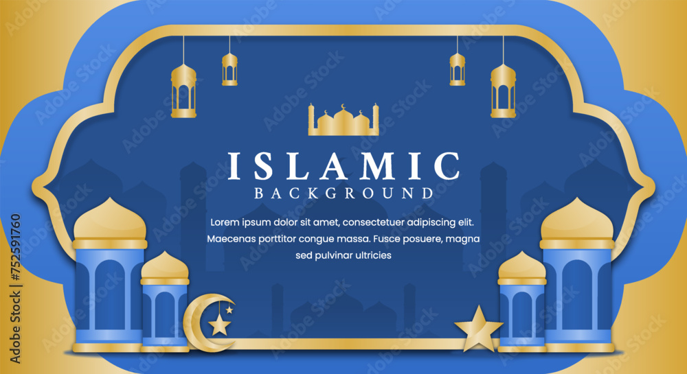 Islamic background with frame and lanterns Stock Vector | Adobe Stock