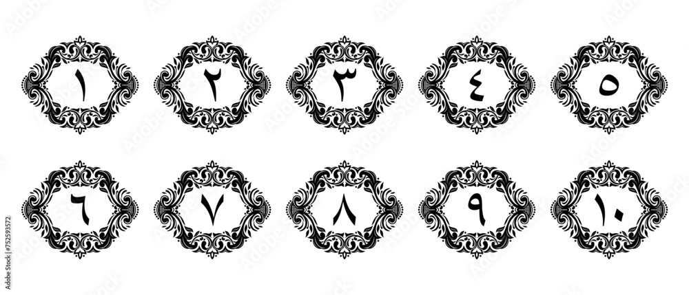 Arabic numerals with premium border decoration. illustration vector ...