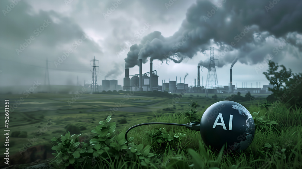 An allegorical scene depicting an AI bomb with a fuse plug set in a ...