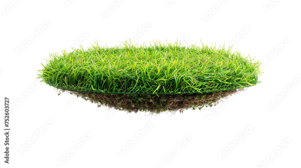 Floating round surface of soil ground cross section with earth land and ...
