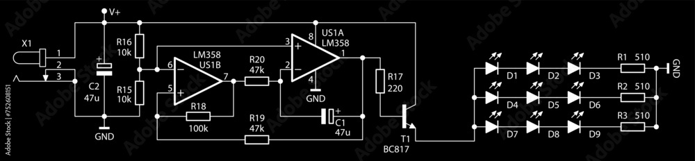Schematic diagram of electronic device. Vector drawing electrical ...