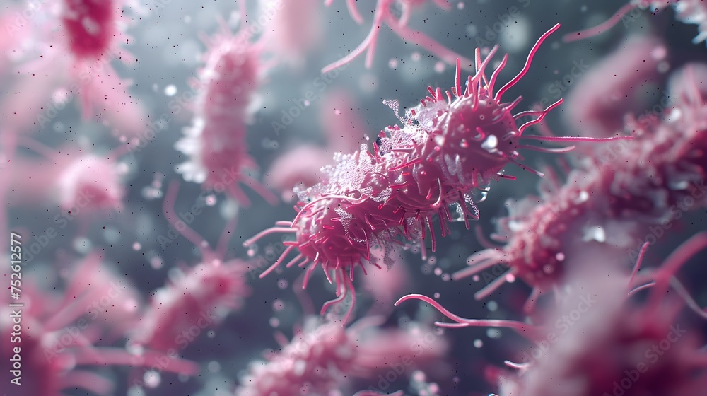 Bacteria under the microscope. Escherichia. E. coli. Isolated on white ...