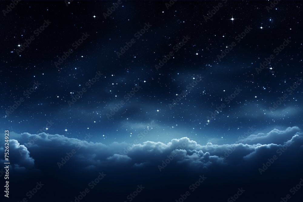 Painting of a beautiful dark night sky with stars and clouds background ...