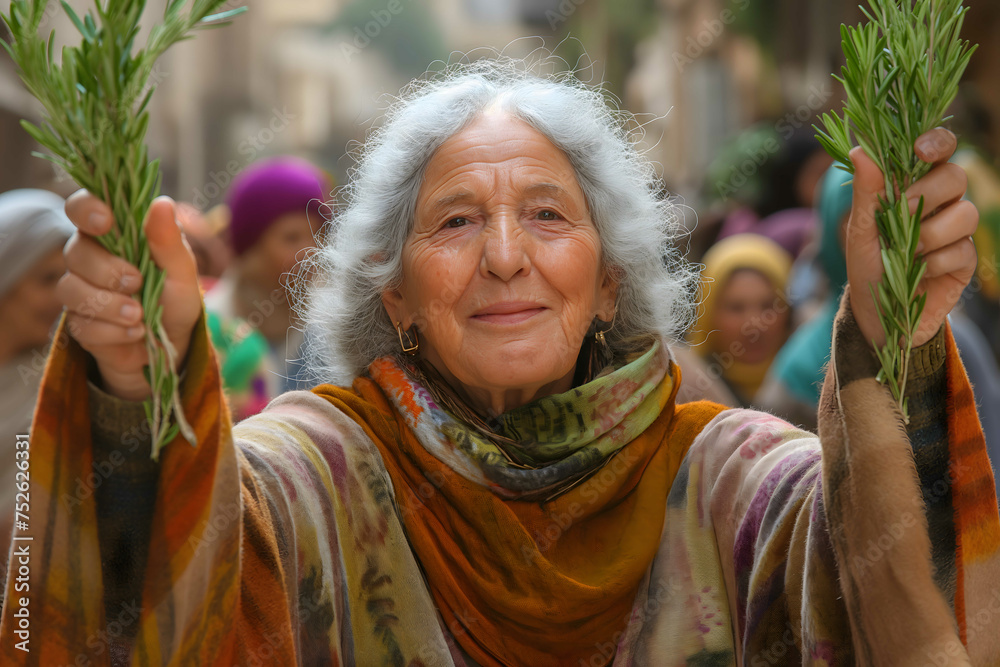 Faithful believers in the celebration of Palm Sunday in Holy Week ...