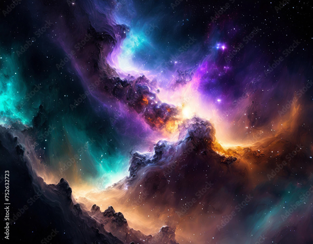 Space Galaxy Nebula Background. Universe Science Astronomy Concept. obrazy fototapety plakaty BajeczneObrazy.pl