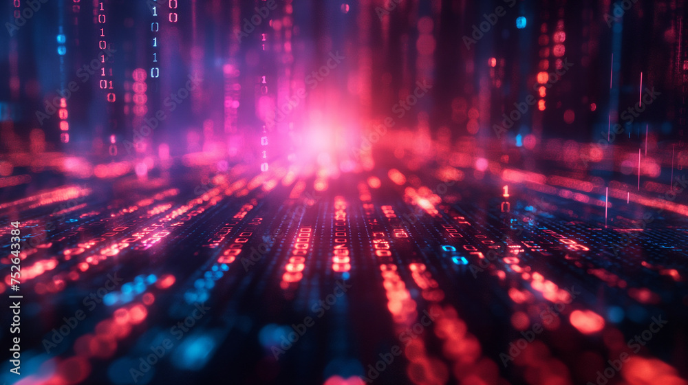 Abstract tech background. Floating Numbers HUD Background. Matrix particles grid virtual reality ...