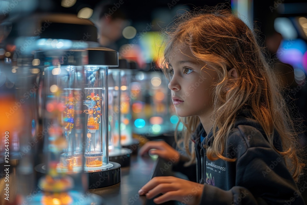 Interactive science museum exhibit, children engaging with hands-on ...