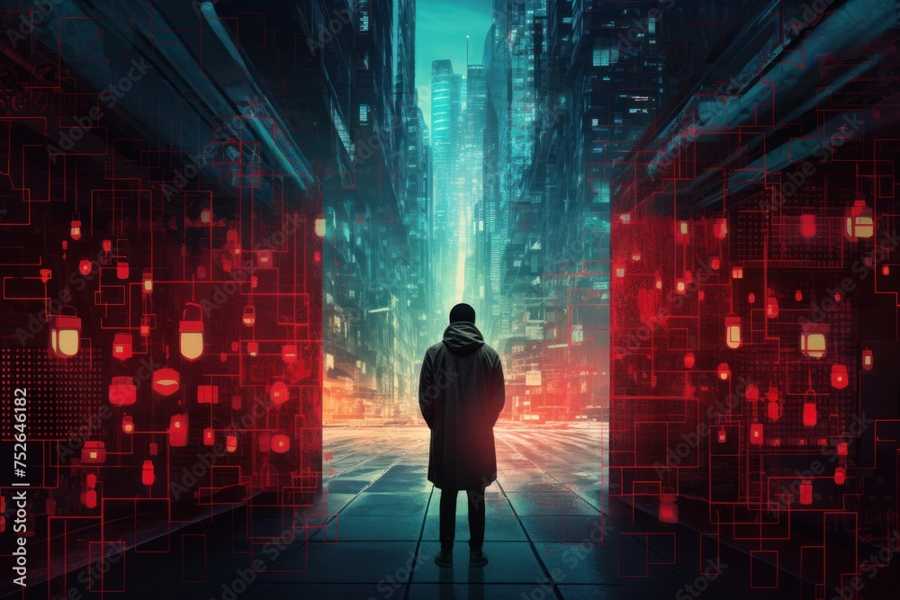 Abstract background of cyber security and internet safety in digital ...