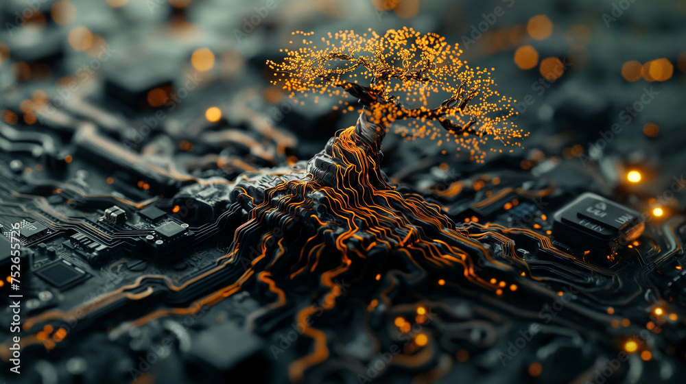 a world biggest tree of life made of transistors and capacitors cross ...