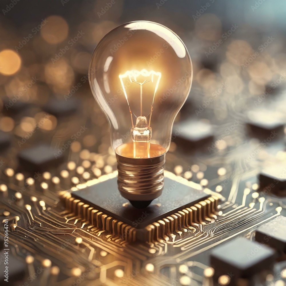technology and innovation or aritifcial intelligence, light bulb over ...
