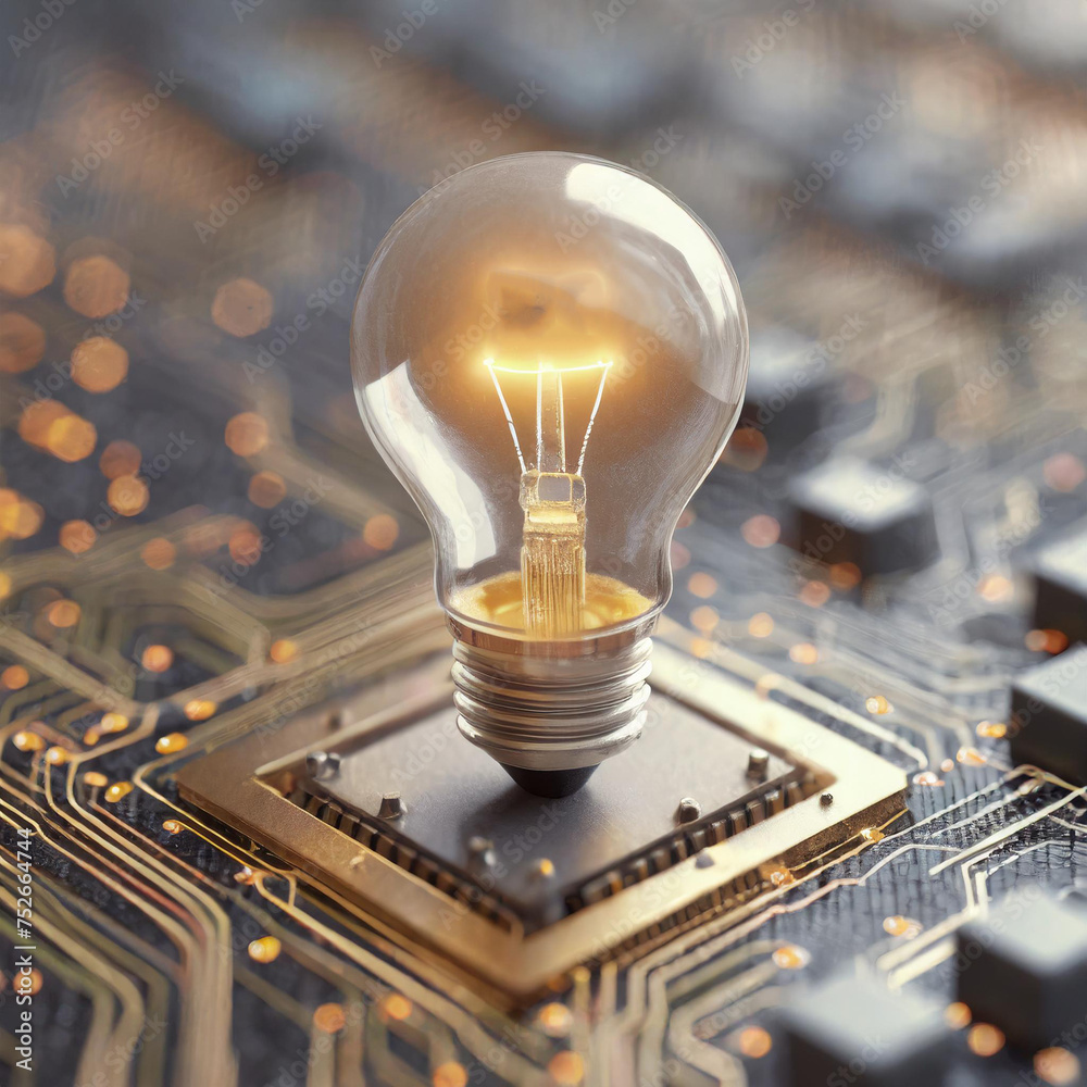 technology and innovation or aritifcial intelligence, light bulb over ...
