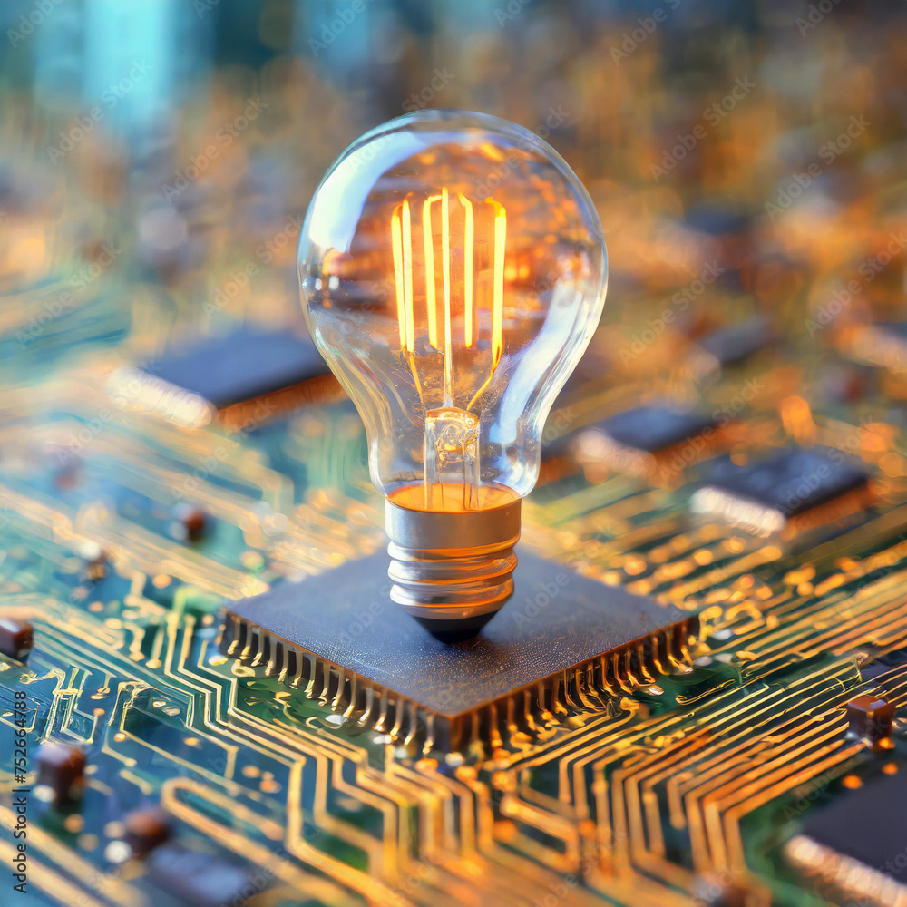 technology and innovation or aritifcial intelligence, light bulb over ...