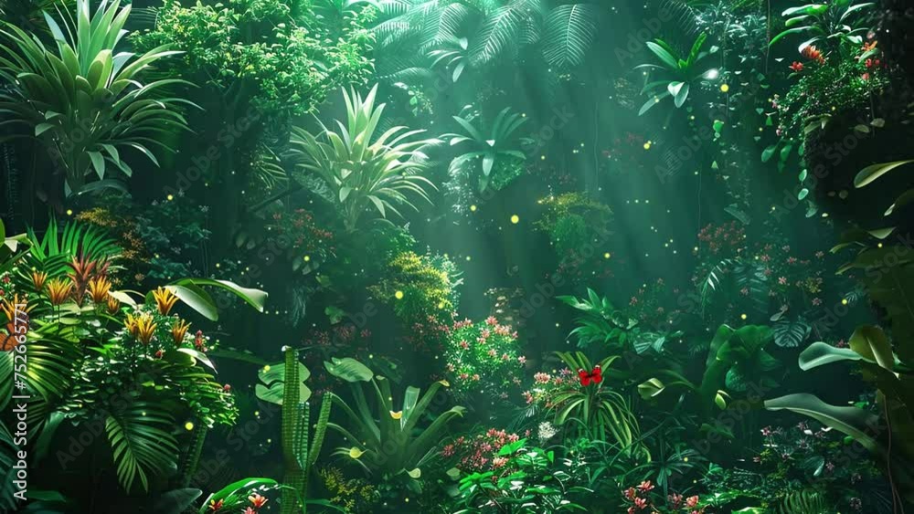 a live beautiful green jungle with lots of trees. seamless looping ...