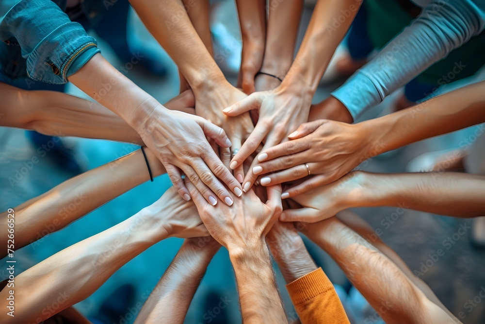 Hands United in Teamwork and Support, To convey the concept of teamwork ...