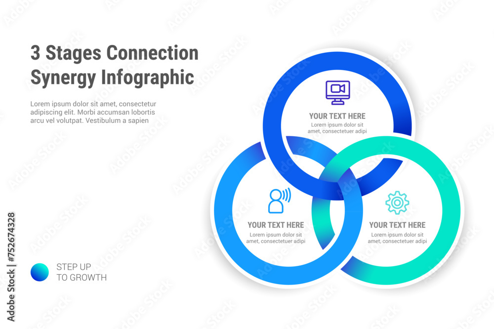 3 Stages Connection Synergy Infographic Stock Vector | Adobe Stock