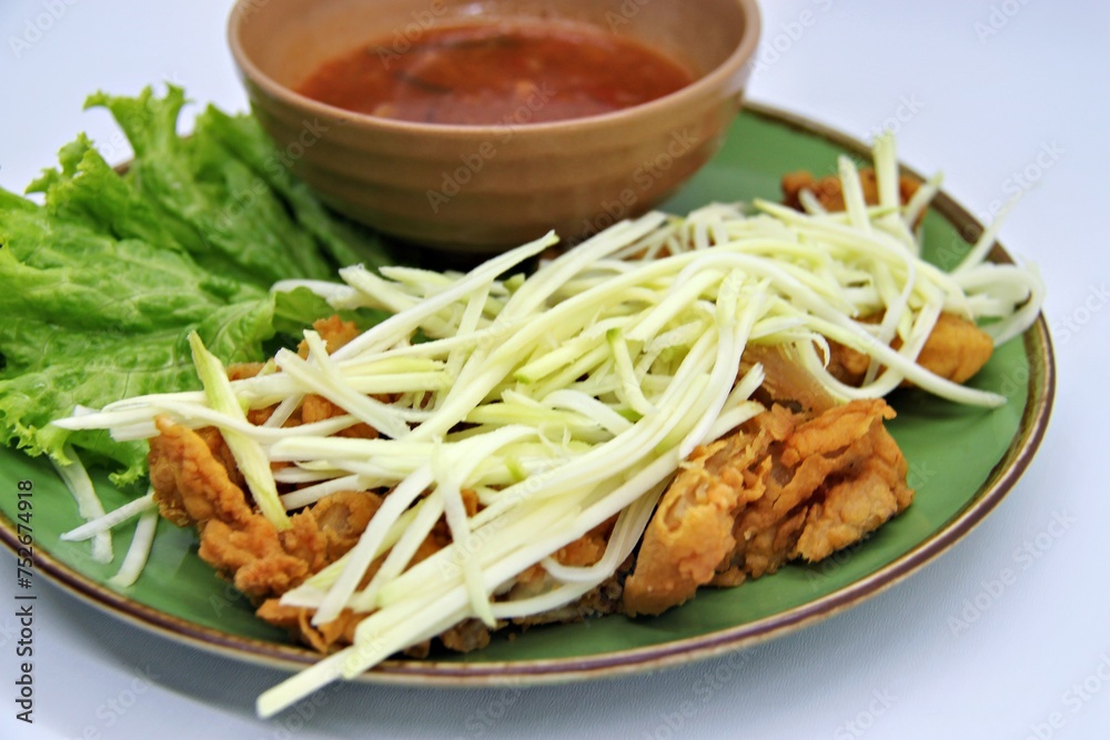 crispy chicken with mango sauce or Ayam Saus Mangga. The taste is ...