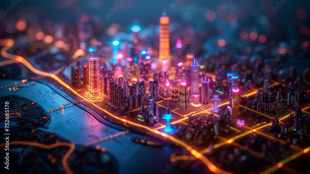 A futuristic depiction of budget allocation in the form of a futuristic ...