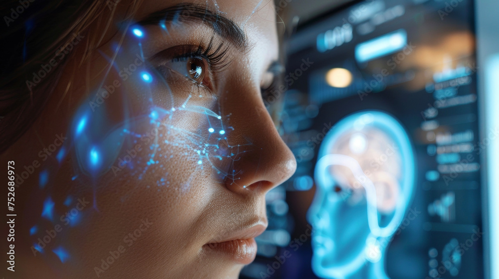 A detailed closeup of a video conference between a dermatologist and a ...