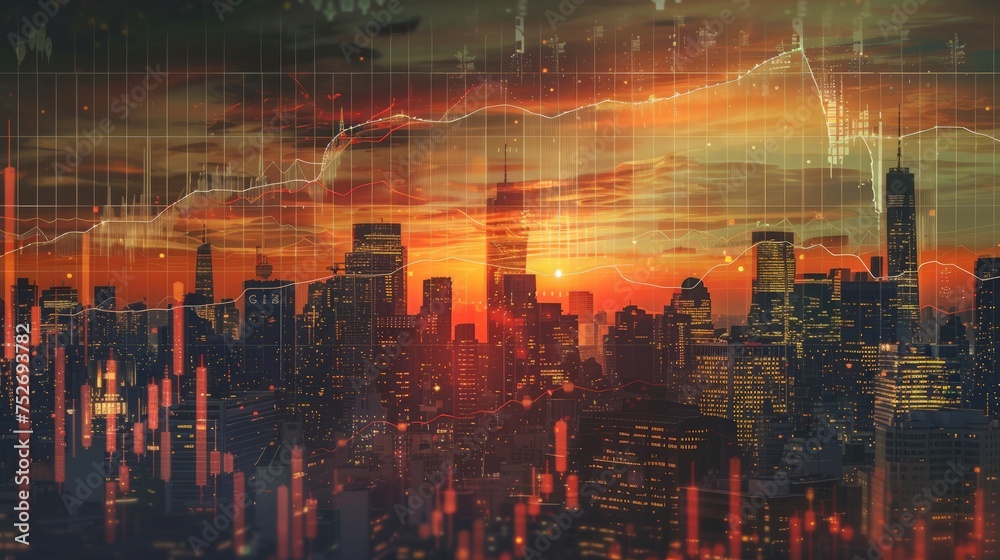 Decline and decrease of GDP failure and breakdown of economy. Stock ...