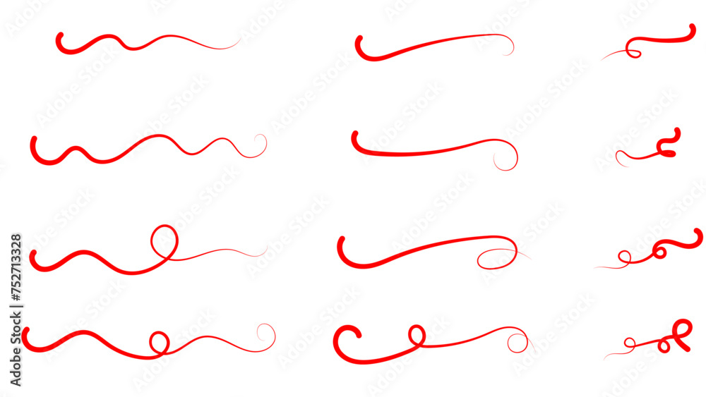 Red brush stroke underline. Marker pen highlight stroke. Vector swoosh ...