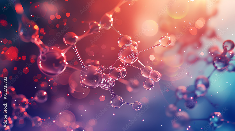 Futuristic Molecule Structure on Neon Background . 3D rendered image of molecule structure with ...