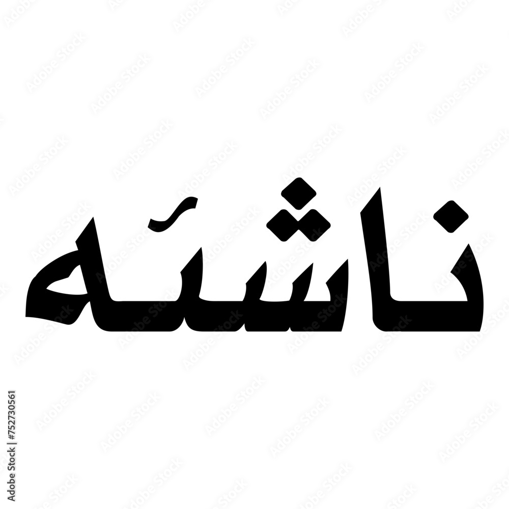 Nashia Muslim Girls Name Naskh Font Arabic Calligraphy Stock Vector ...