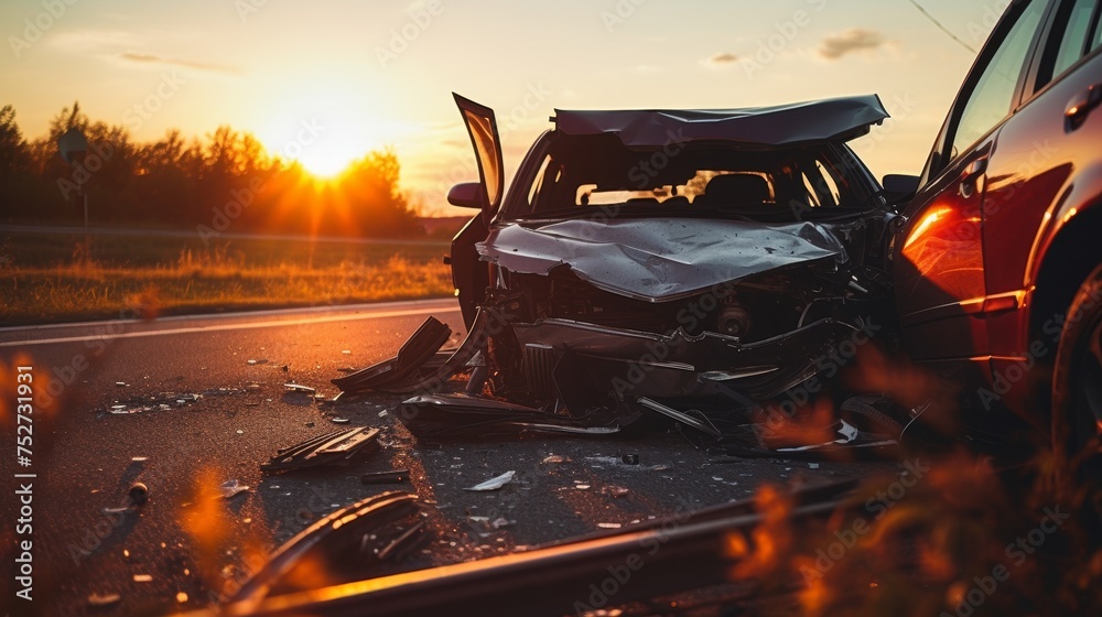 Car accident, crashes injuries, and fatalities on the common road Stock ...