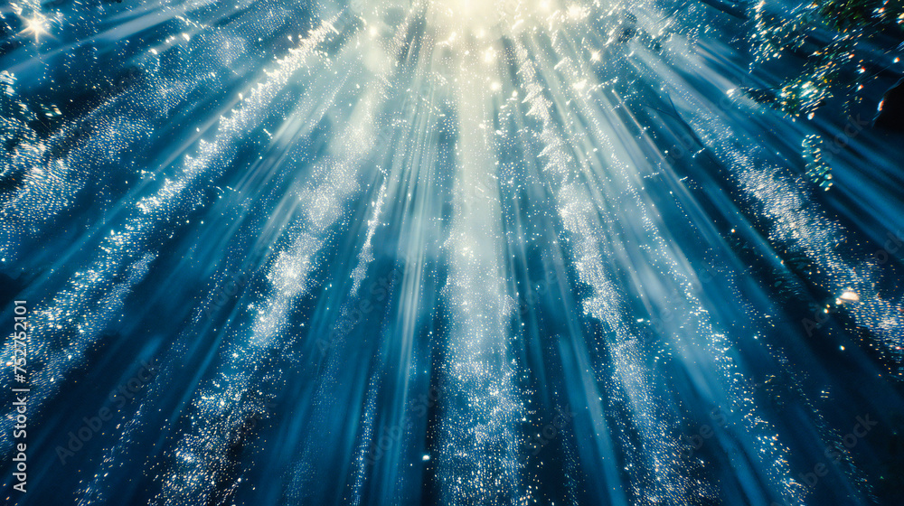Magical Rays of Light in Festive Celebration, Abstract Blue Background ...