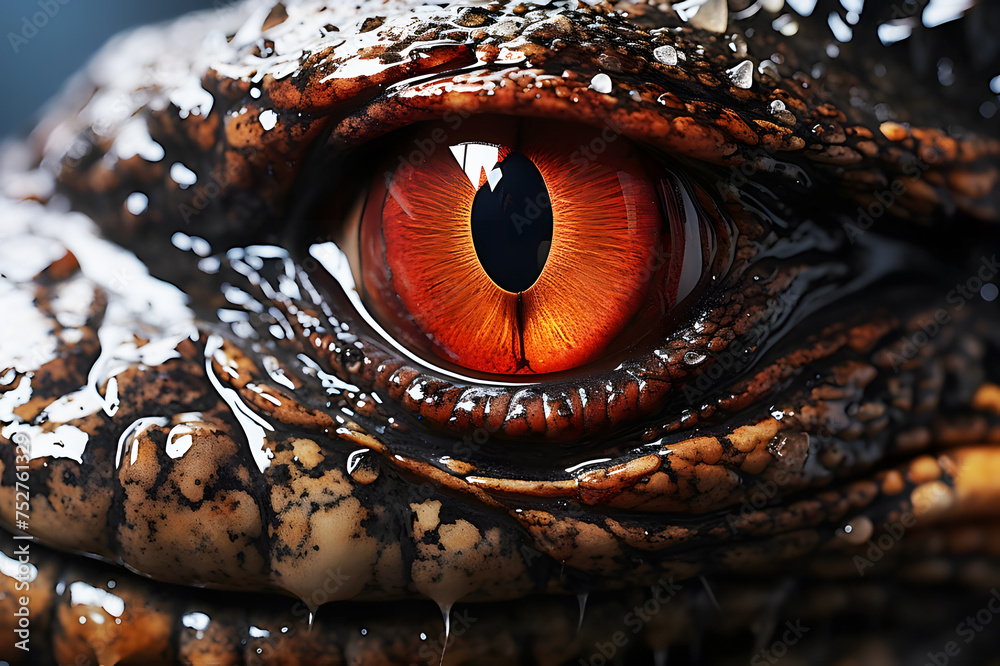 Photos taken with macro lens of wildlife crocodile red eye underwater ...