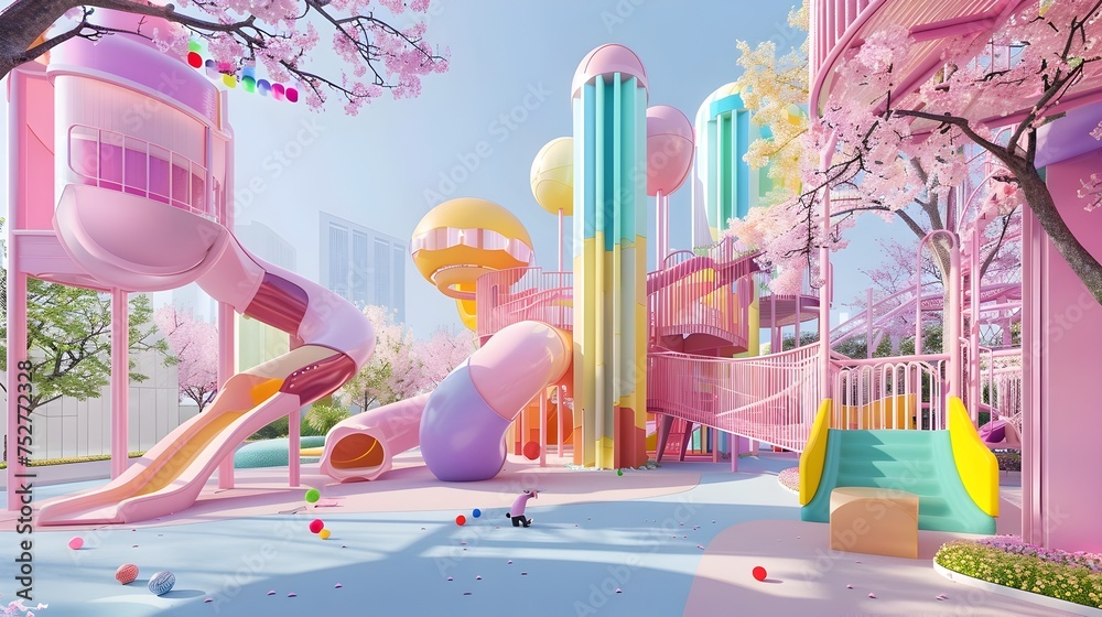 Vibrant Playground in Anime and Digital Art Styles, To provide a unique ...