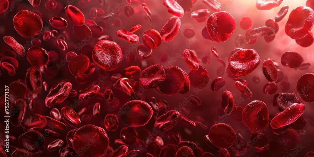 Red blood cell in a 3D background with a platelet flow velocity ...