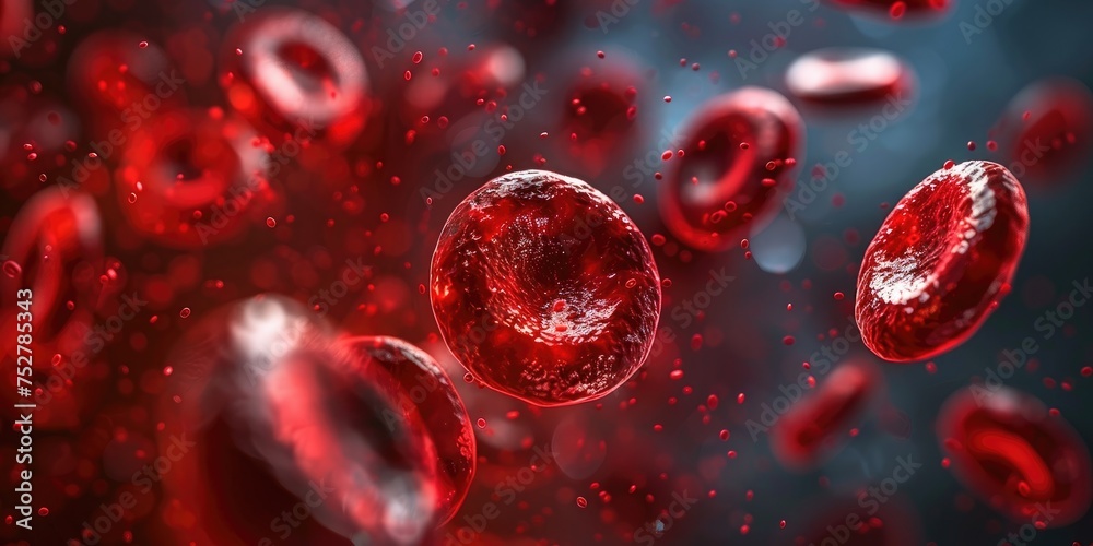 Red blood cell in a 3D background with a platelet flow velocity ...