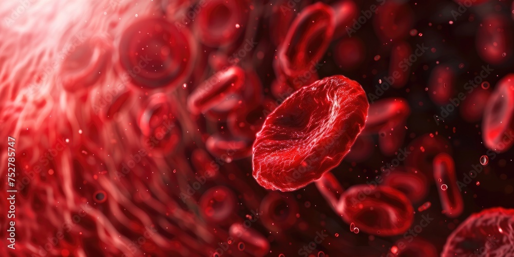 Red blood cell in a 3D background with a platelet flow velocity ...