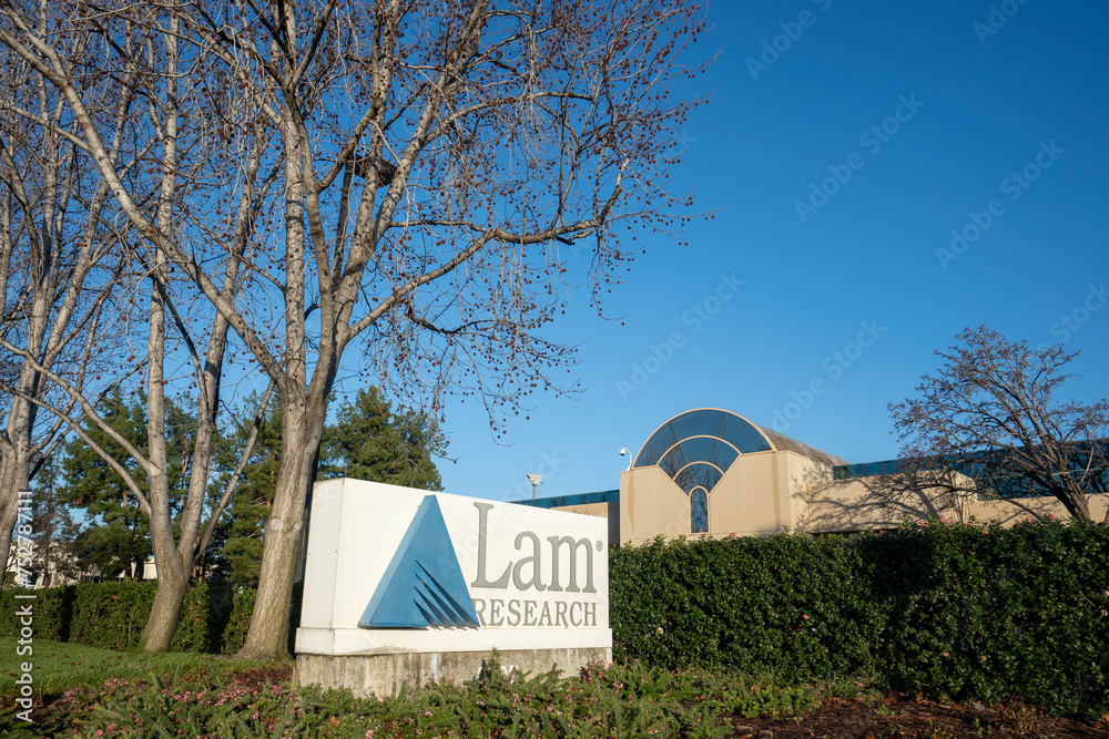 Fremont, CA, USA - Feb 21, 2024: Lam Research sign is seen on the ...
