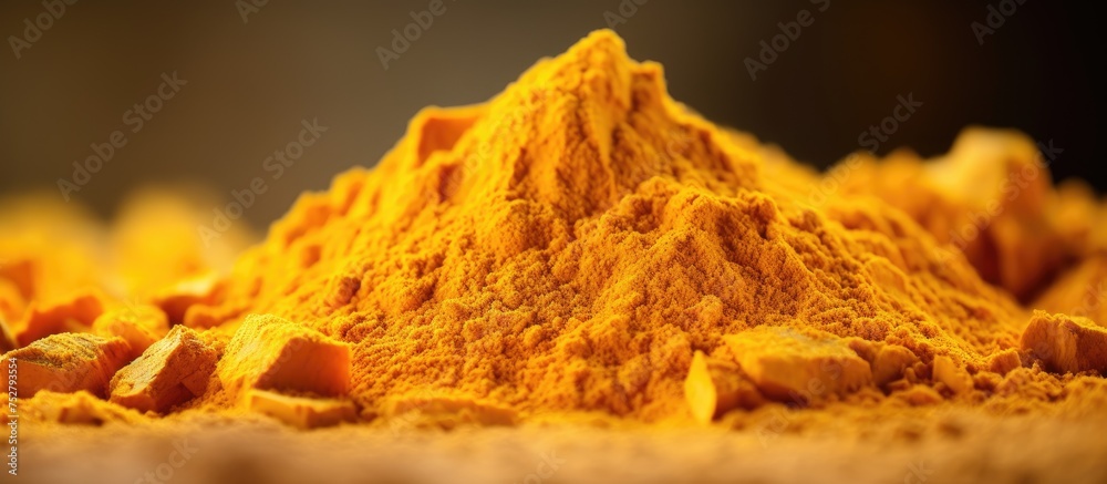 Vibrant and Colorful Turmeric Root in Different Forms and Stages of ...