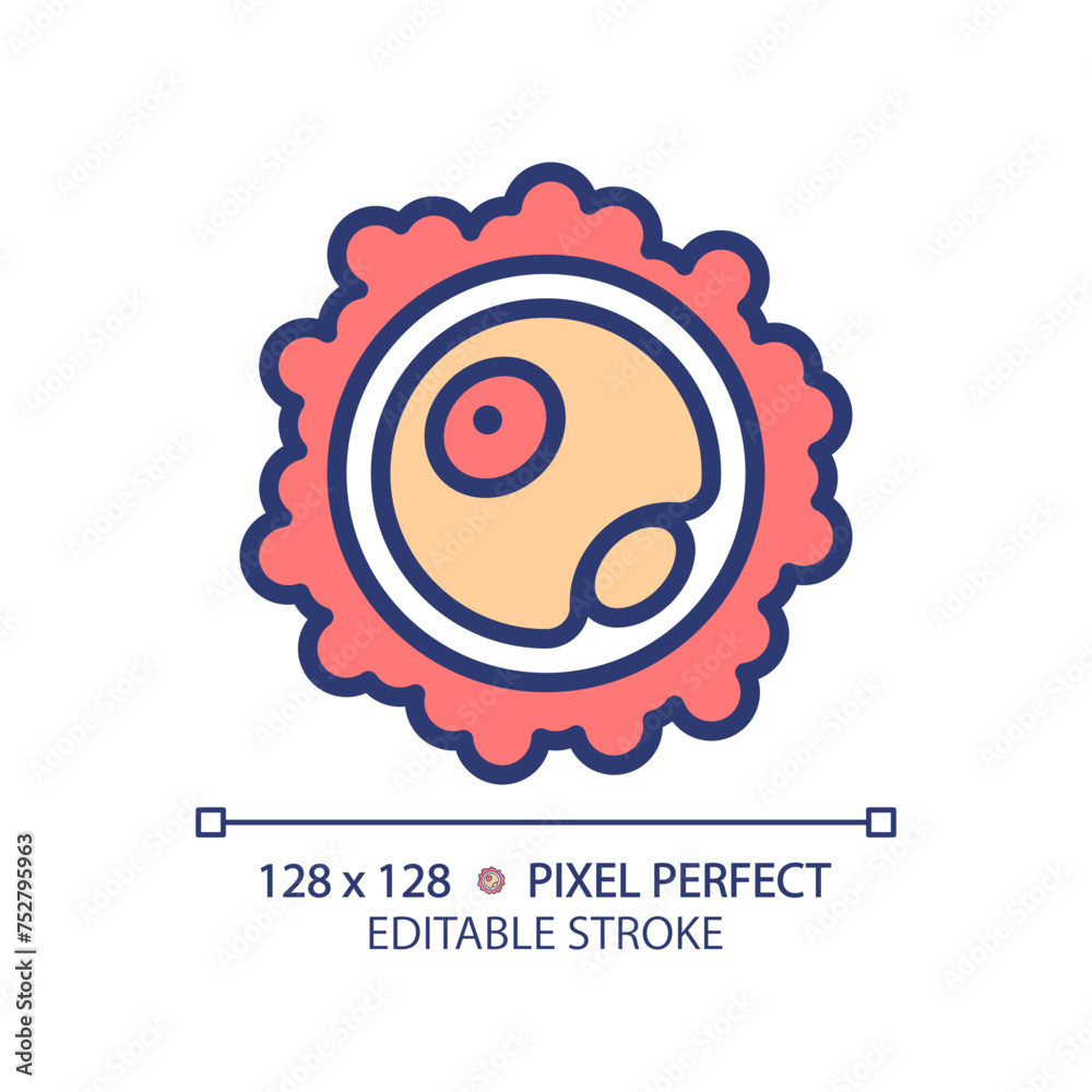 Ovum egg RGB color icon. Reproductive health, menstrual biology. Female ...