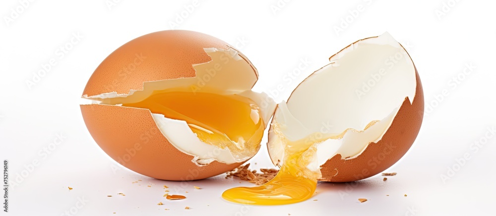 Exploring the Texture and Details of a Broken Egg Revealing its Inner ...