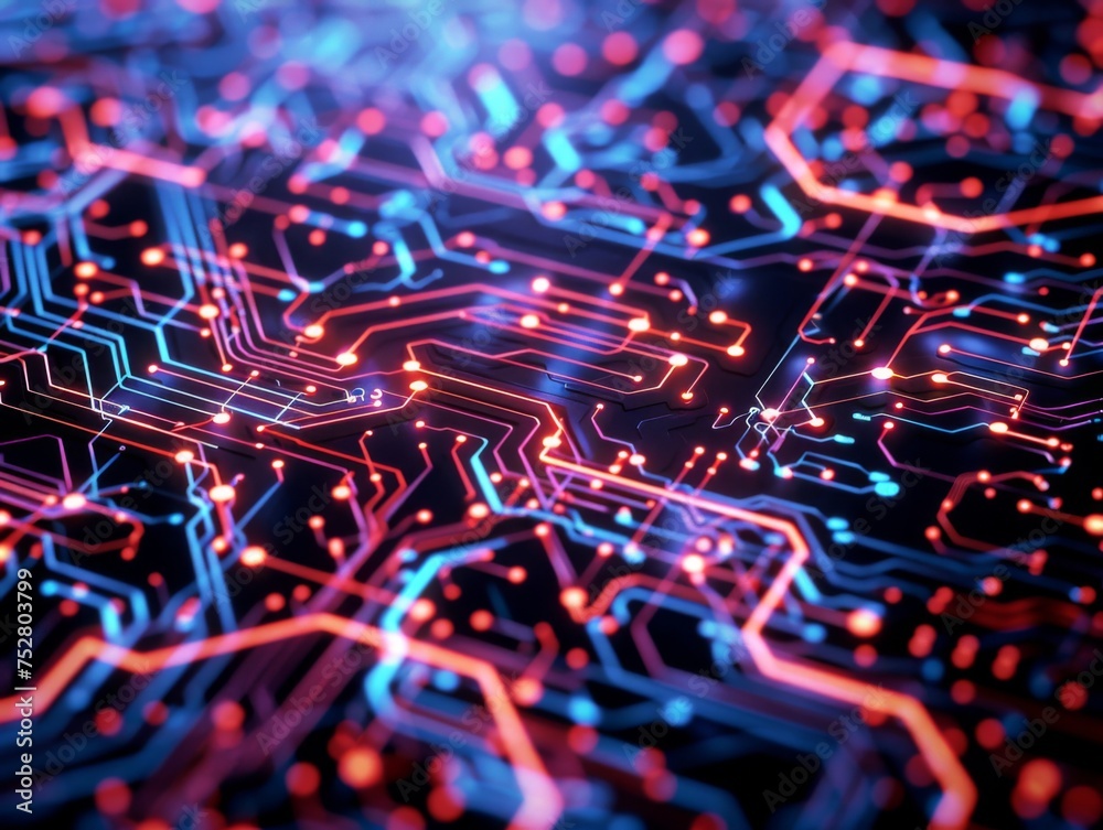 Cybernetic circuit charged with ions depicting the velocity and ...