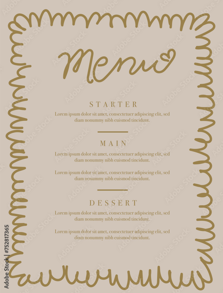 Menu card. Luxury dinner menu. Menu price list for restaurant, cafe ...