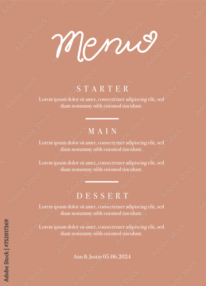 Menu card. Luxury dinner menu. Menu price list for restaurant, cafe ...