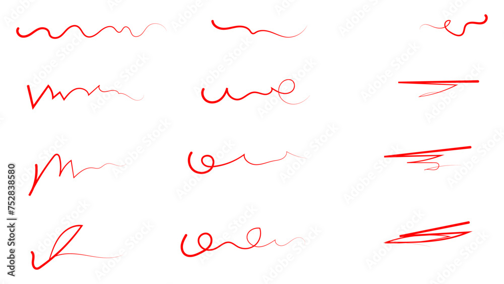 Red brush stroke underline. Marker pen highlight stroke. Vector swoosh ...