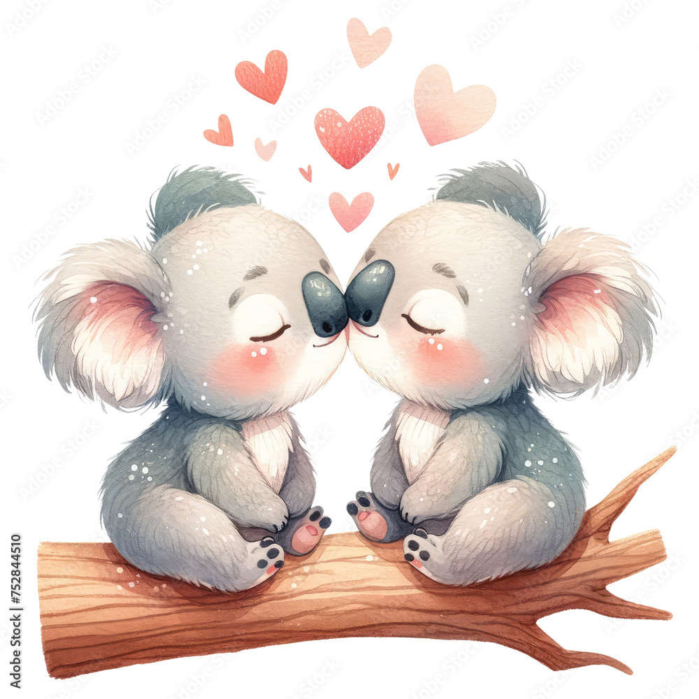 Koala in Love: Adorable Wildlife Couple Embracing in Nature Cute Koala Bear Couple in Love ...