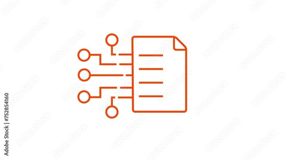 Animated digital file white icon. Electronic document line animation ...
